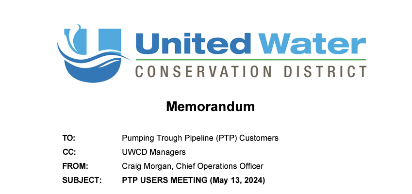 PTP System Users Meeting – United Water Conservation District